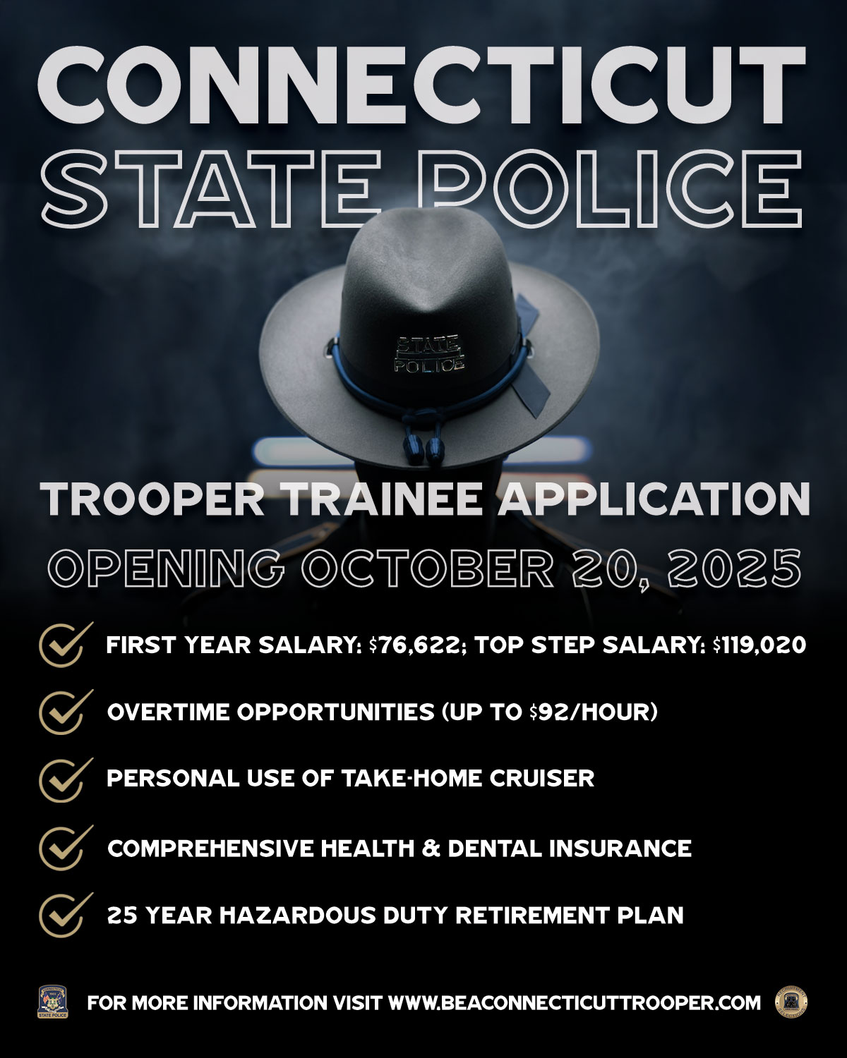 Connecticut State Police, CT - Application Opening October 20, 2025 Job ...