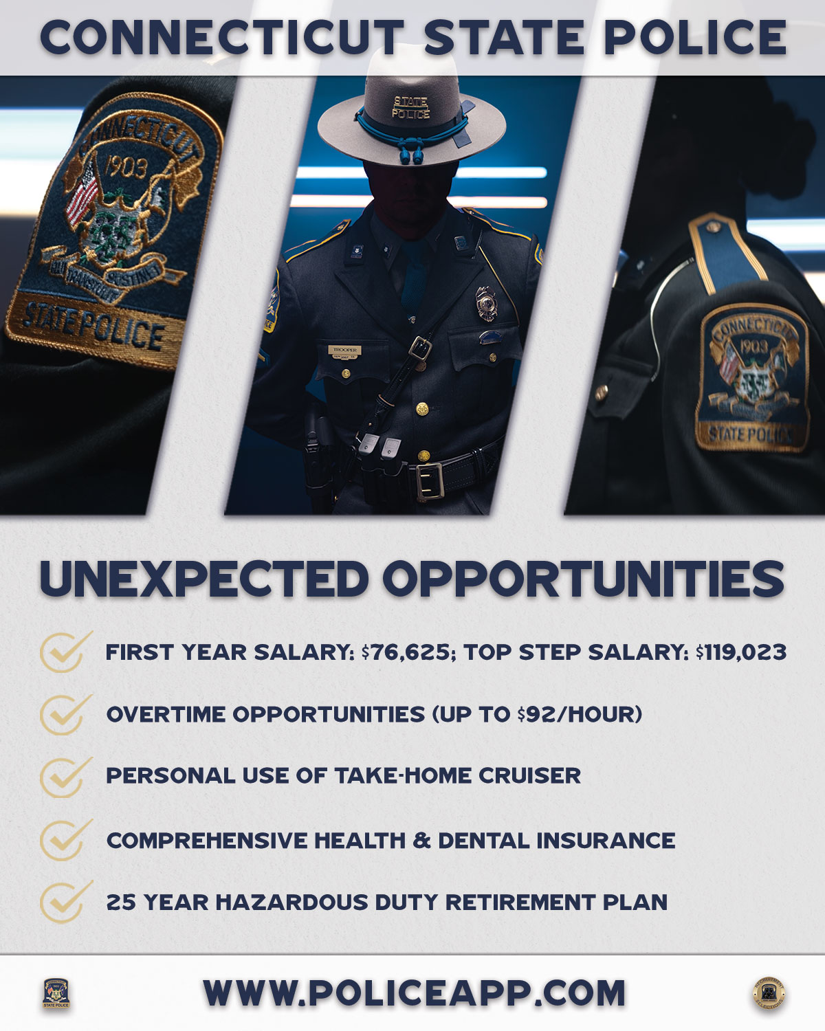 Connecticut State Police, CT - Unexpected Opportunities Job | PoliceApp
