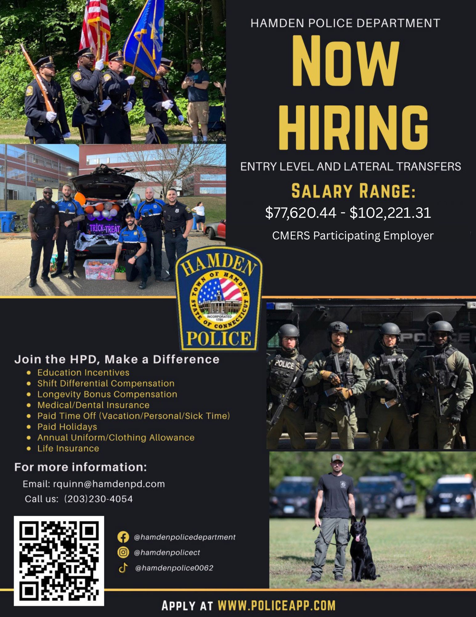 Hamden, CT - Entry Level Police Officer Job | PoliceApp