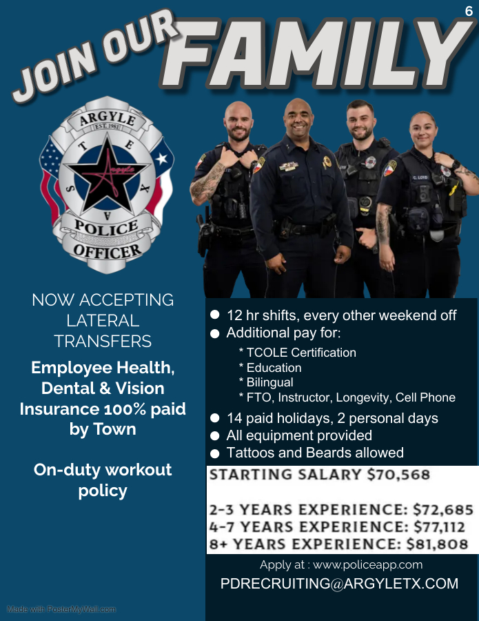 Argyle, TX Police Jobs - Entry Level, Certified | PoliceApp