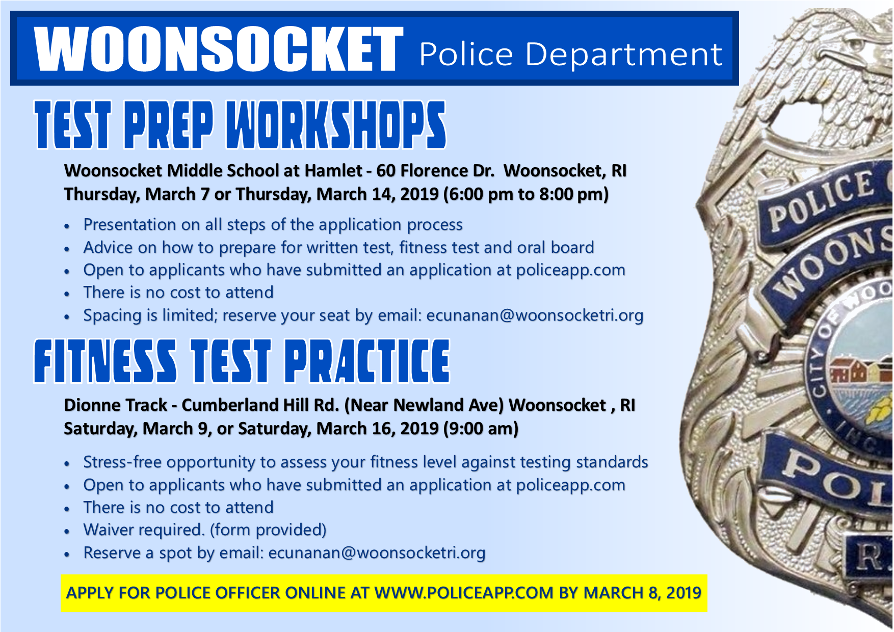 Woonsocket, RI Police Jobs - Entry Level | PoliceApp